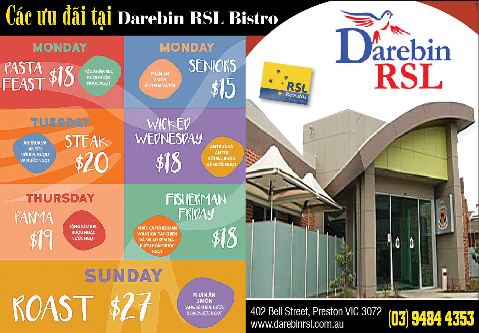 Darebin RSL Sub-branch – Nhà hàng tốt nhất tại Preston, Melbourne