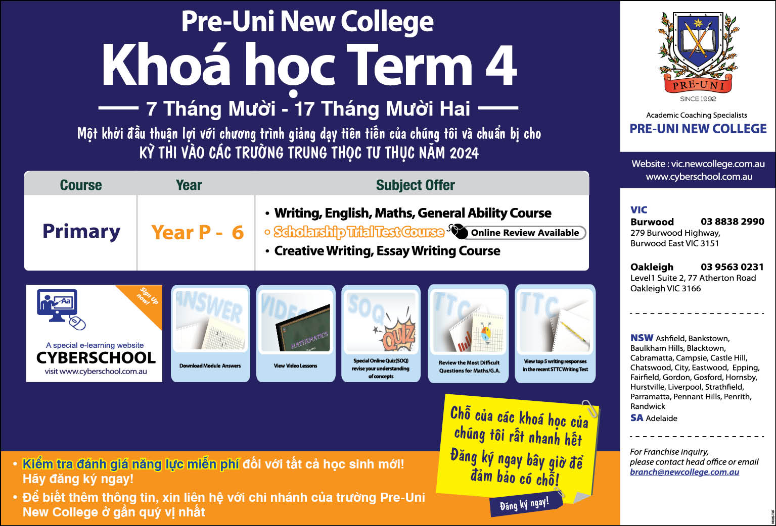 Pre-Uni New College – Giáo dục tốt nhất tại Oakleigh East, Melbourne