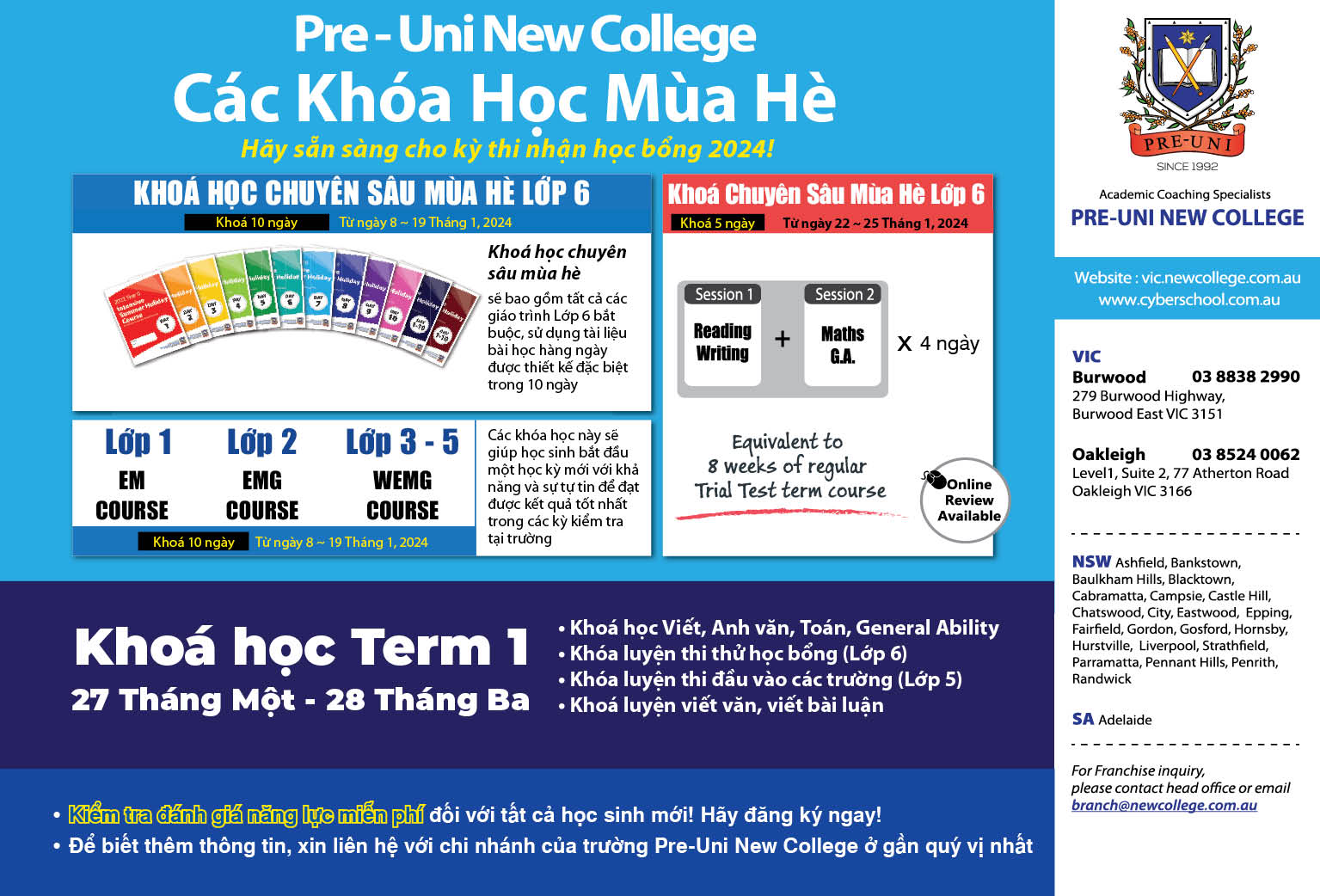 Pre-Uni New College – Giáo dục tốt nhất tại Oakleigh East, Melbourne